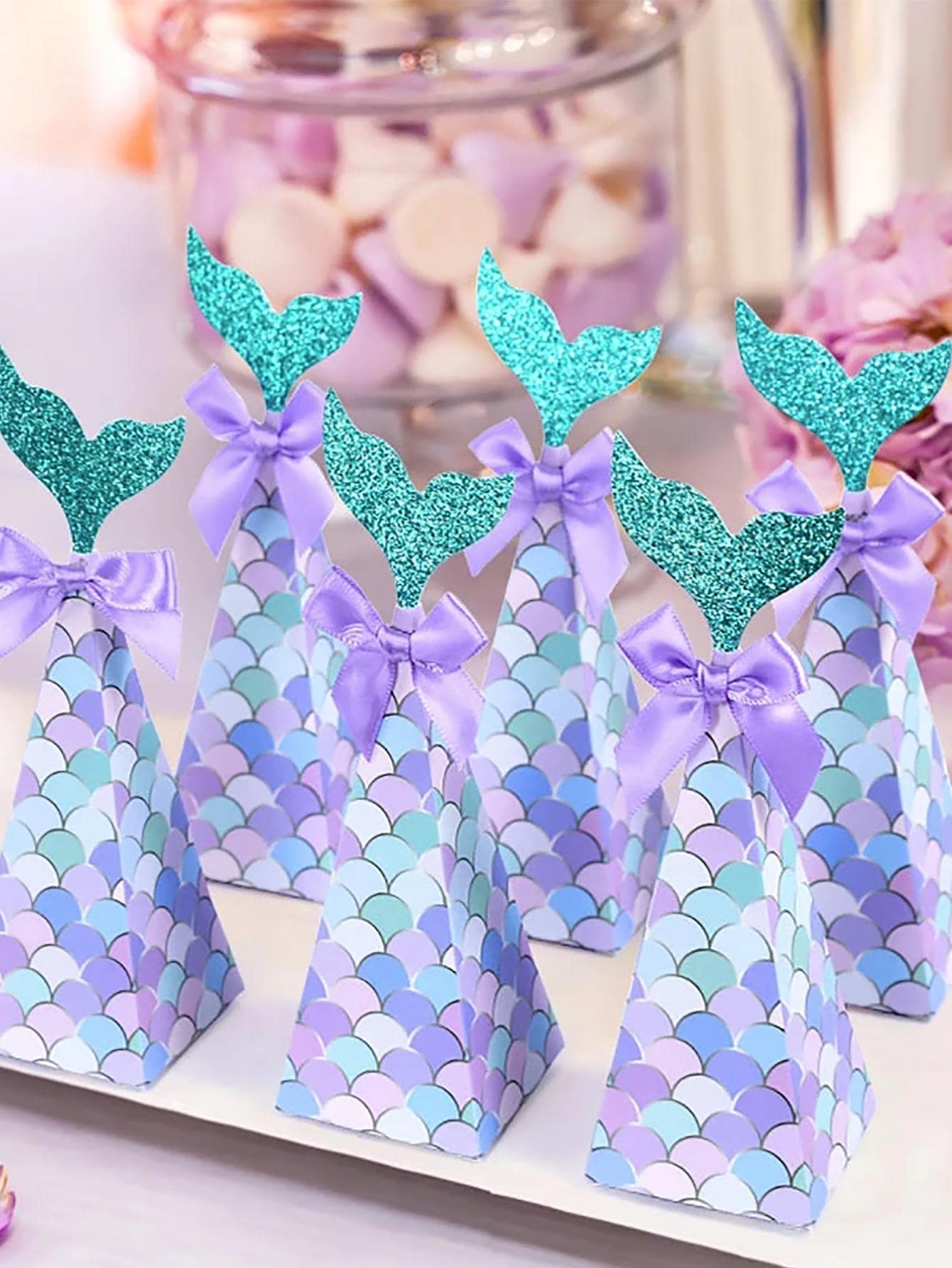 10Pcs Mermaid Tail Decor Gift Box , Halloween Candy Bags Party Favors ...