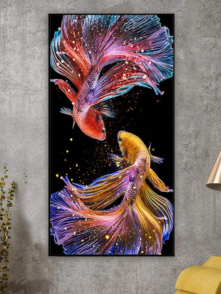 1set PMMA DIY Diamond Unframed Painting, Modern Goldfish, 45% OFF