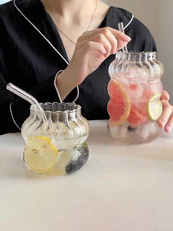 1pc Glass Cup, Minimalist Clear Drinking Cup For Home | SHEIN UK