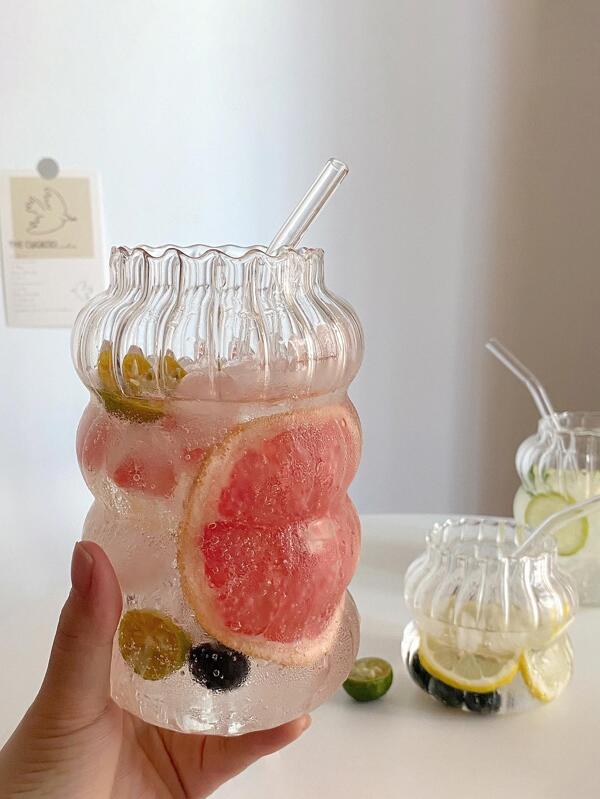 1pc Glass Cup, Minimalist Clear Drinking Cup For Home | SHEIN UK