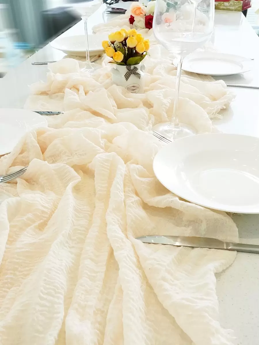 1pc Plain Table Runner, Modern Polyester Kitchen Table Runner For Party ...