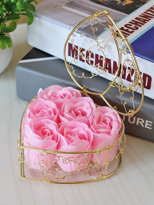 1box Plastic Artificial Rose Head, Creative Heart Shaped Artificial ...