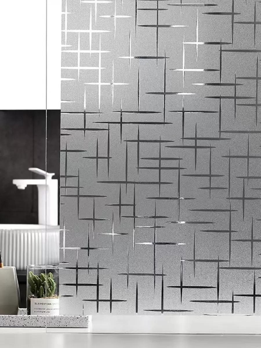 1pc Geometric Pattern Decorative Film, PVC Frosted Electrostatic ...