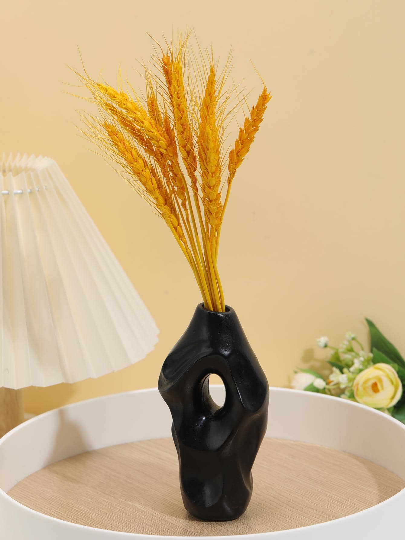 1pc Polyresin Flower Vase, Modern Black Geometric Design Vase For ...