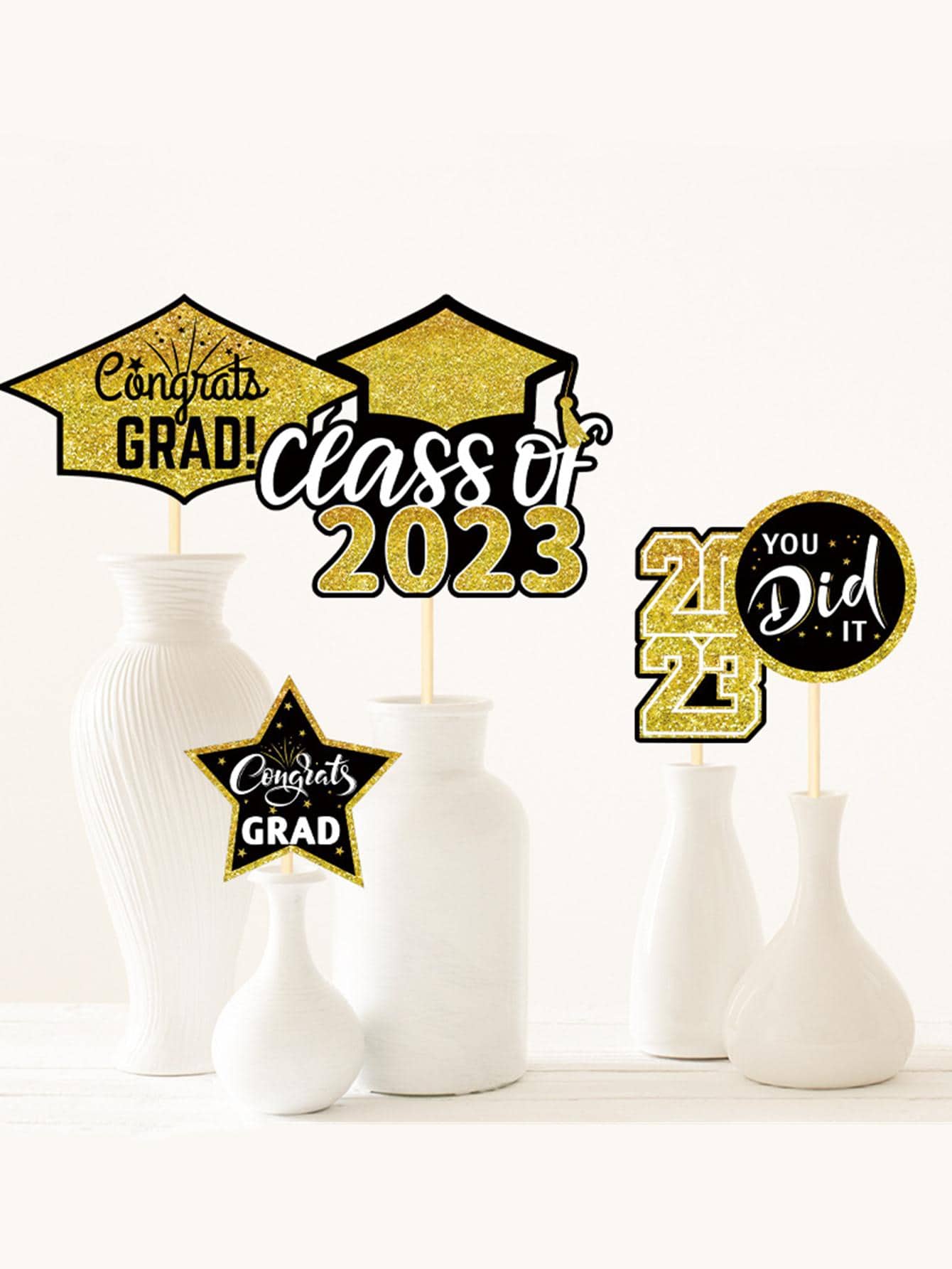 20pcs/set Paper Cake Topper, Cartoon Graduation Pattern Cake Top ...