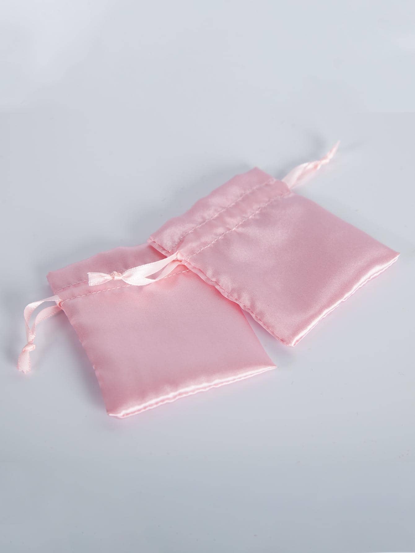 10pairs Solid Color Satin Pink Gift Wrapping Bag, Drawstring Polyester ...