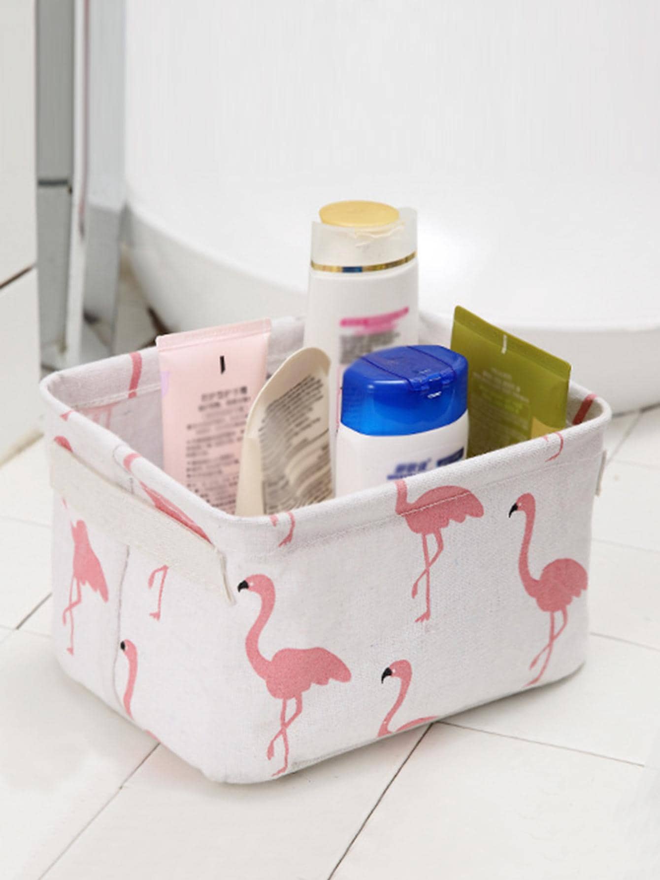 1pc Flamingo Print Storage Box, Modern Polyester Clothes Storage Basket ...