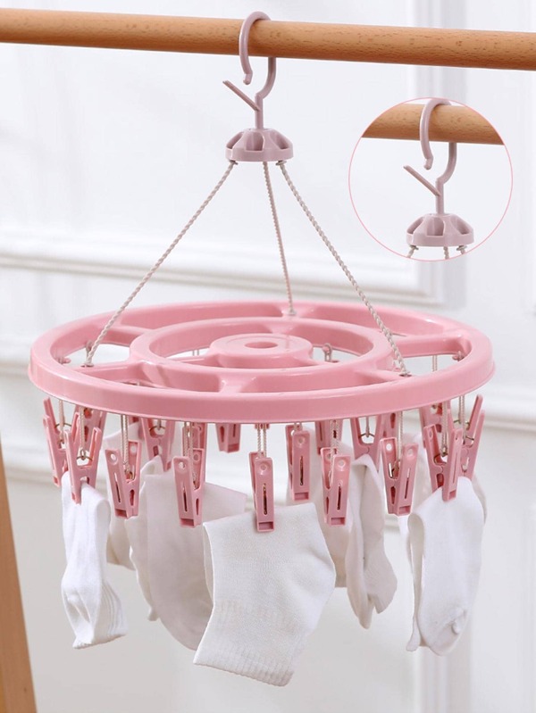 1pc Plastic Drying Rack With Clothespin, Minimalist Plain Clothes ...