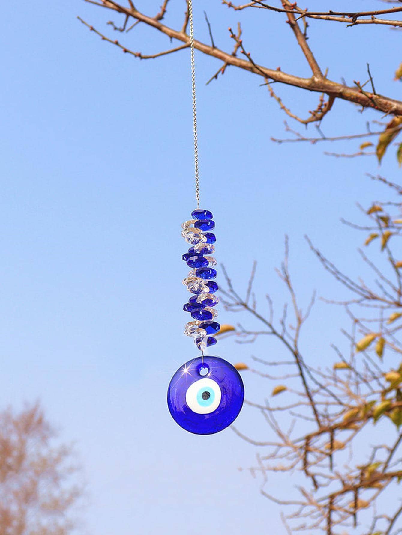 1pc Blue Devil Eye Shaped Crystal Pendant Home Decor Ornament | SHEIN USA