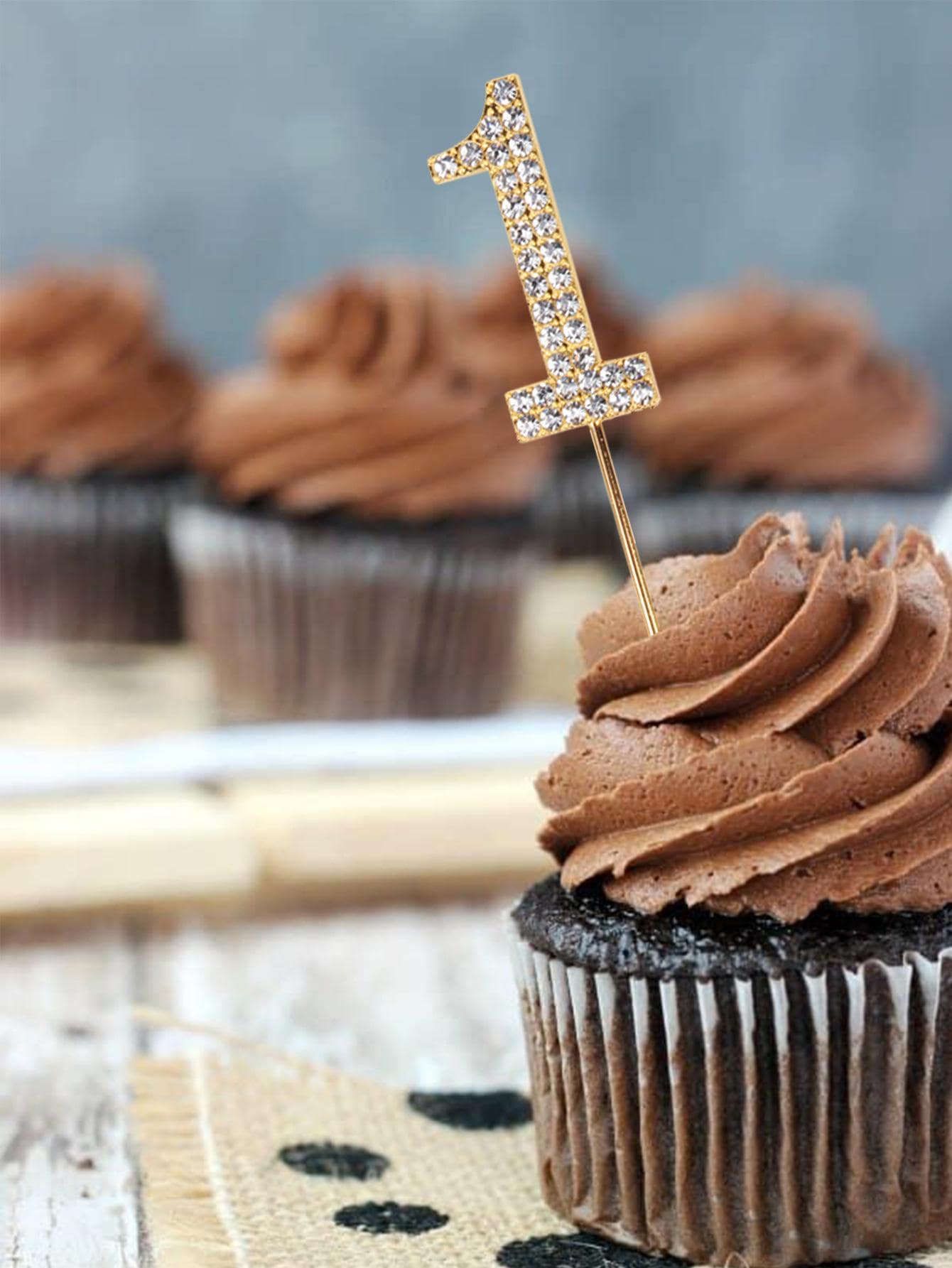 1pc Iron Cake Topper, Creative Rhinestone & Number 1 Decor Cake Top ...