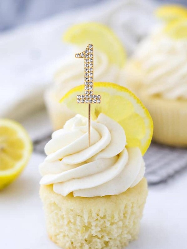 1pc Iron Cake Topper, Creative Rhinestone & Number 1 Decor Cake Top ...
