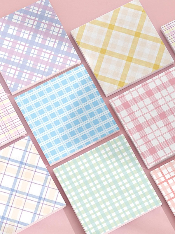 1pc Plaid Pattern Sticky Note, Simple Multi-purpose Easy To Post ...