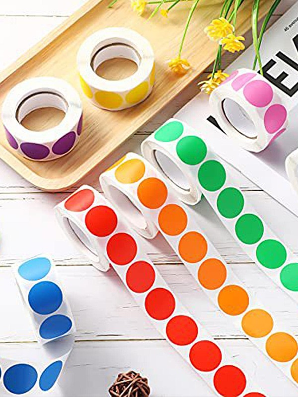 500pcs/roll Solid Color Round Label Sticker, Simple Multi-purpose ...