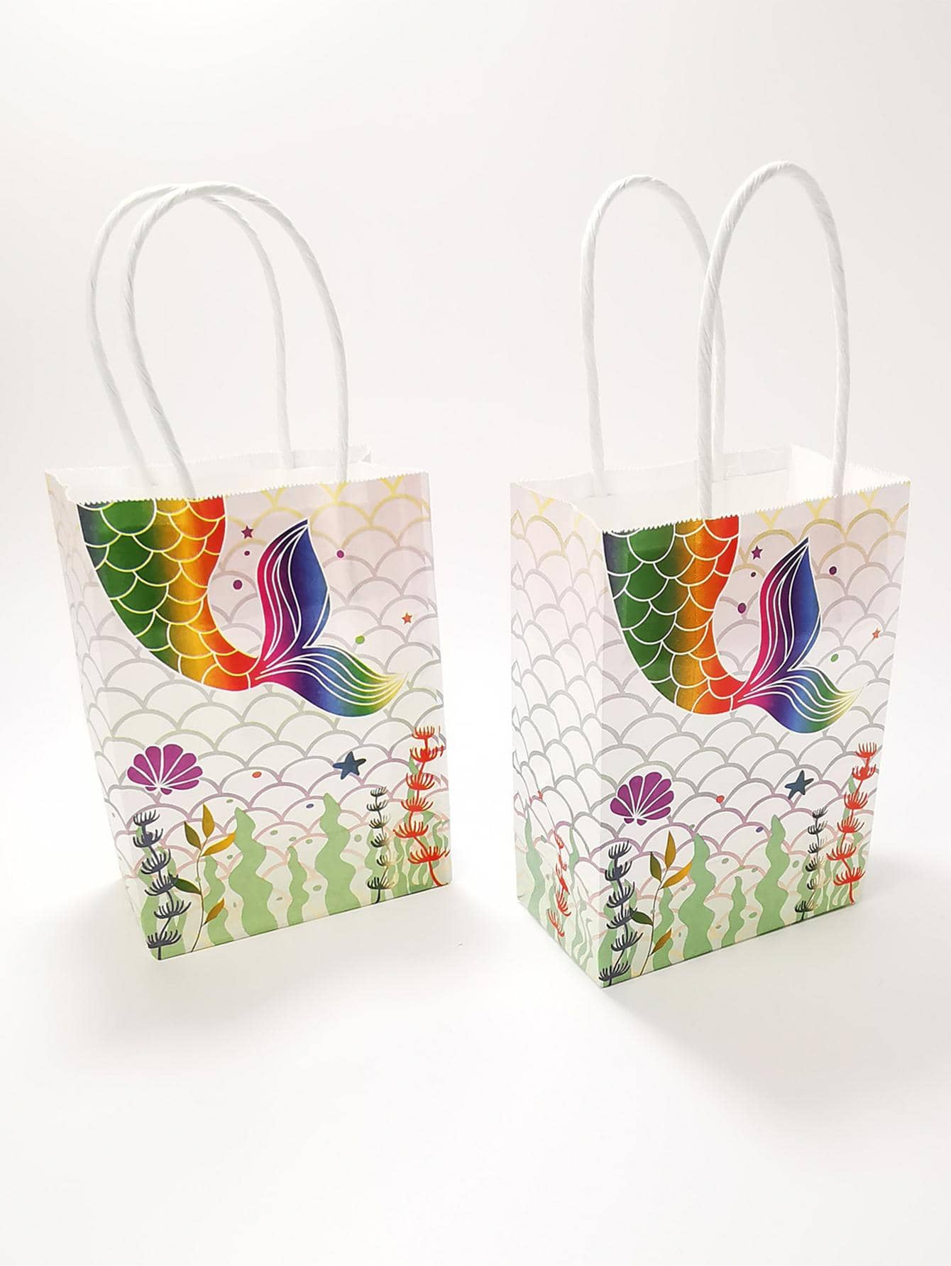4pcs Fish Tail Print Gift Bag | SHEIN USA