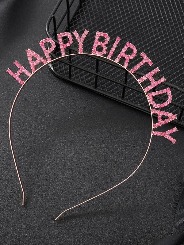 1pc Plastic Party Props-Headband, Modernist Rhinestone & Slogan Decor ...