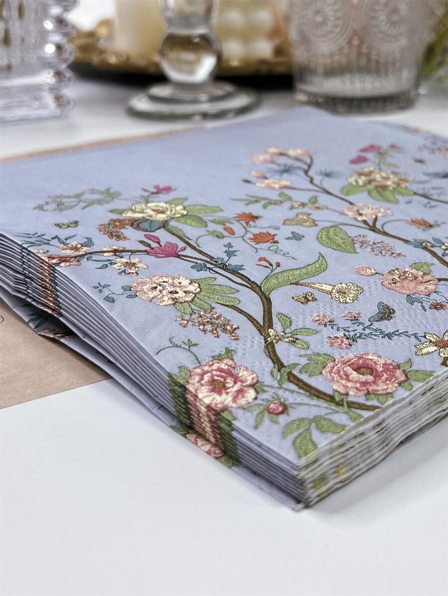 20pcs/set Paper Disposable Napkin, Modernist Flower Pattern Dinner ...