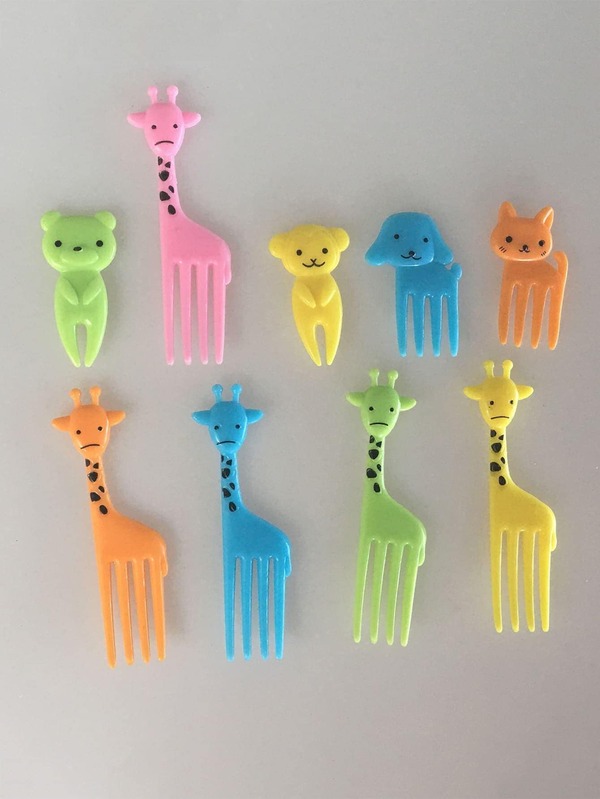 10pcs/set ABS Fork, Cute Cartoon Frog & Giraffe Design Dinner Fork For ...