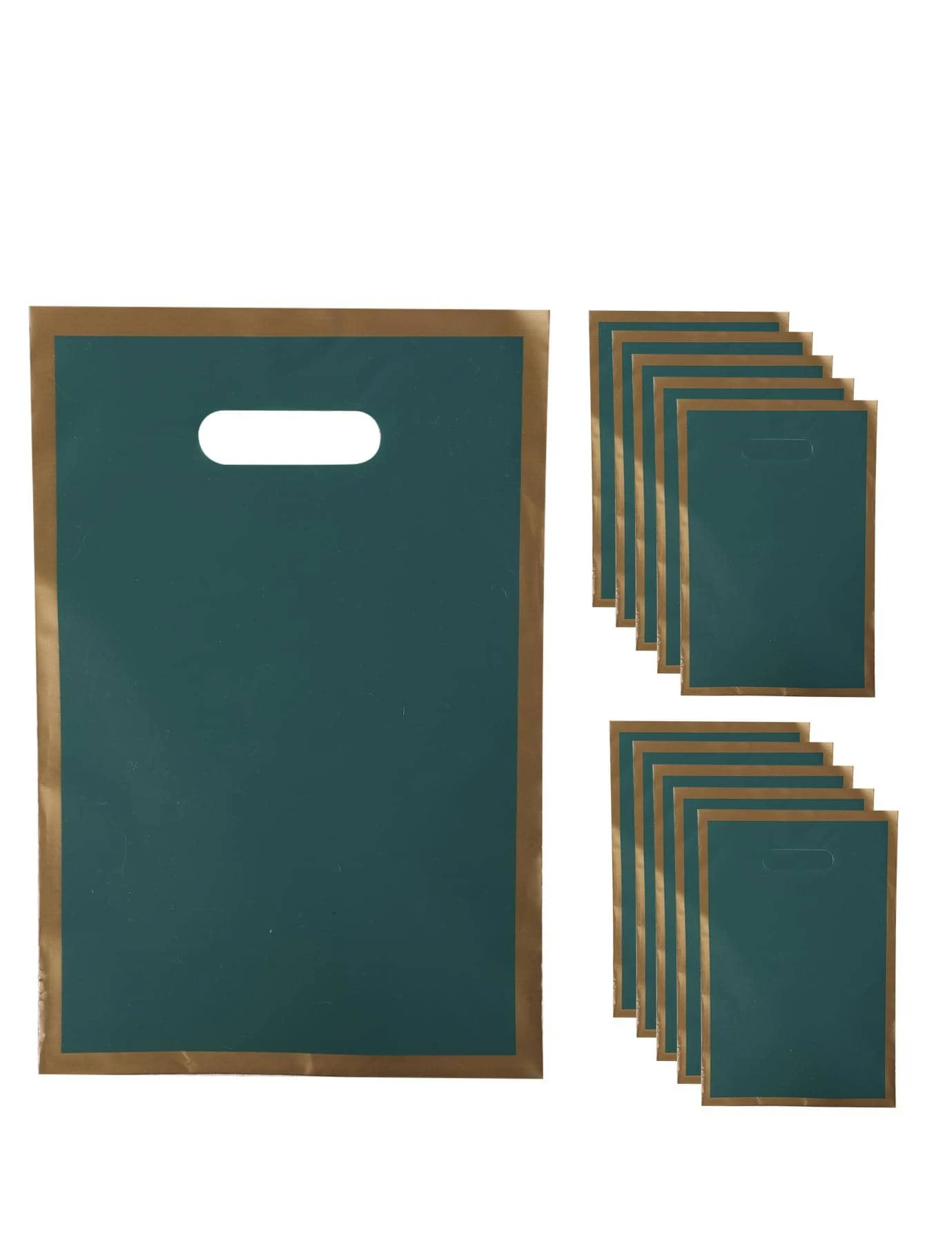 10pcs Solid Gift Bag, Green PE Contrast Binding Gift Wrapping Bag, For ...