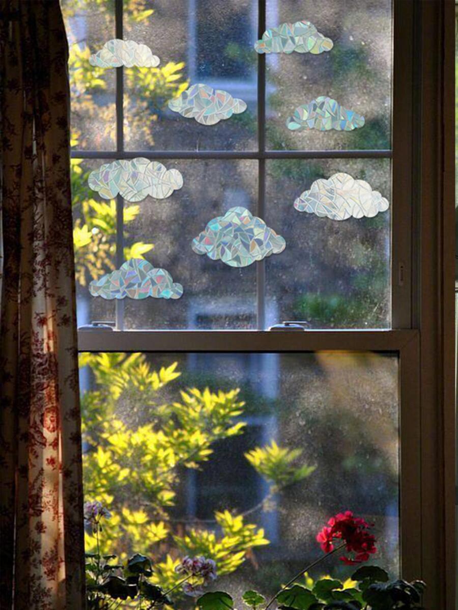 8pcs/Set Cloud Print Window Privacy Sticker, Modern PVC Window Privacy ...