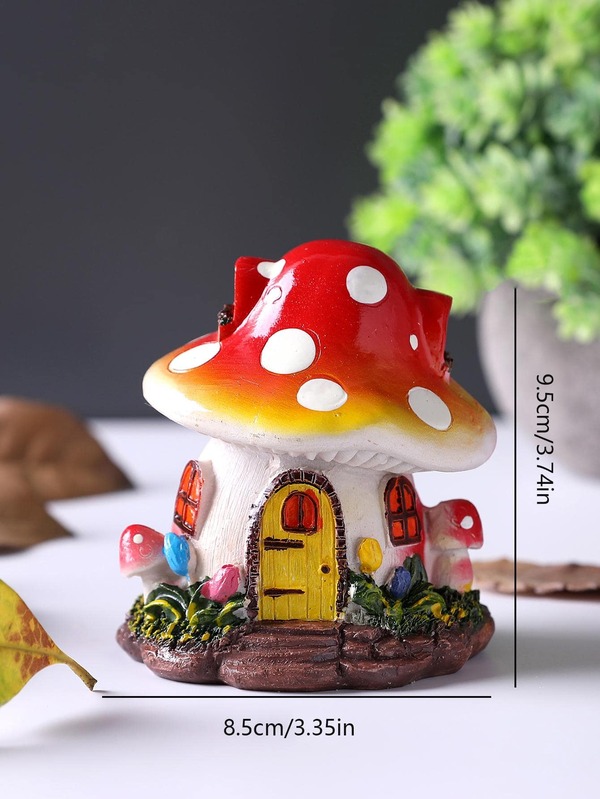 1pc Polyresin Garden Ornament, Creative Mushroom House Design Garden ...