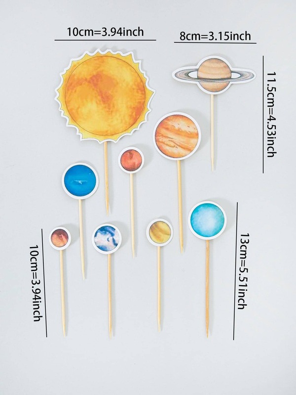 9pcs/set Solar System Planets Theme Cake Decoration Toppers | SHEIN USA