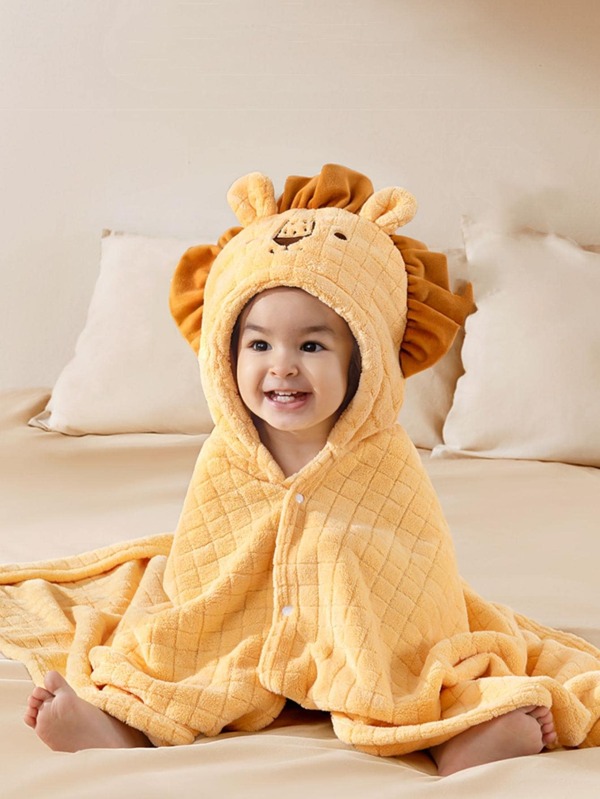1pc Cartoon Lion Design Kids Bath Towel, Cute Fiber Kids Bath Towel For ...