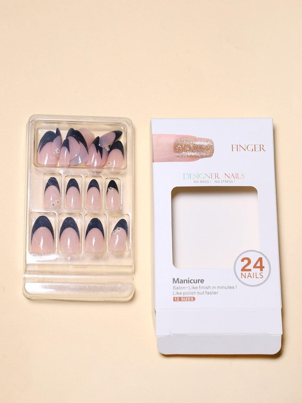 Get a Girly Look With 24pcs Short Almond Flower Decor Full Cover Fake ...