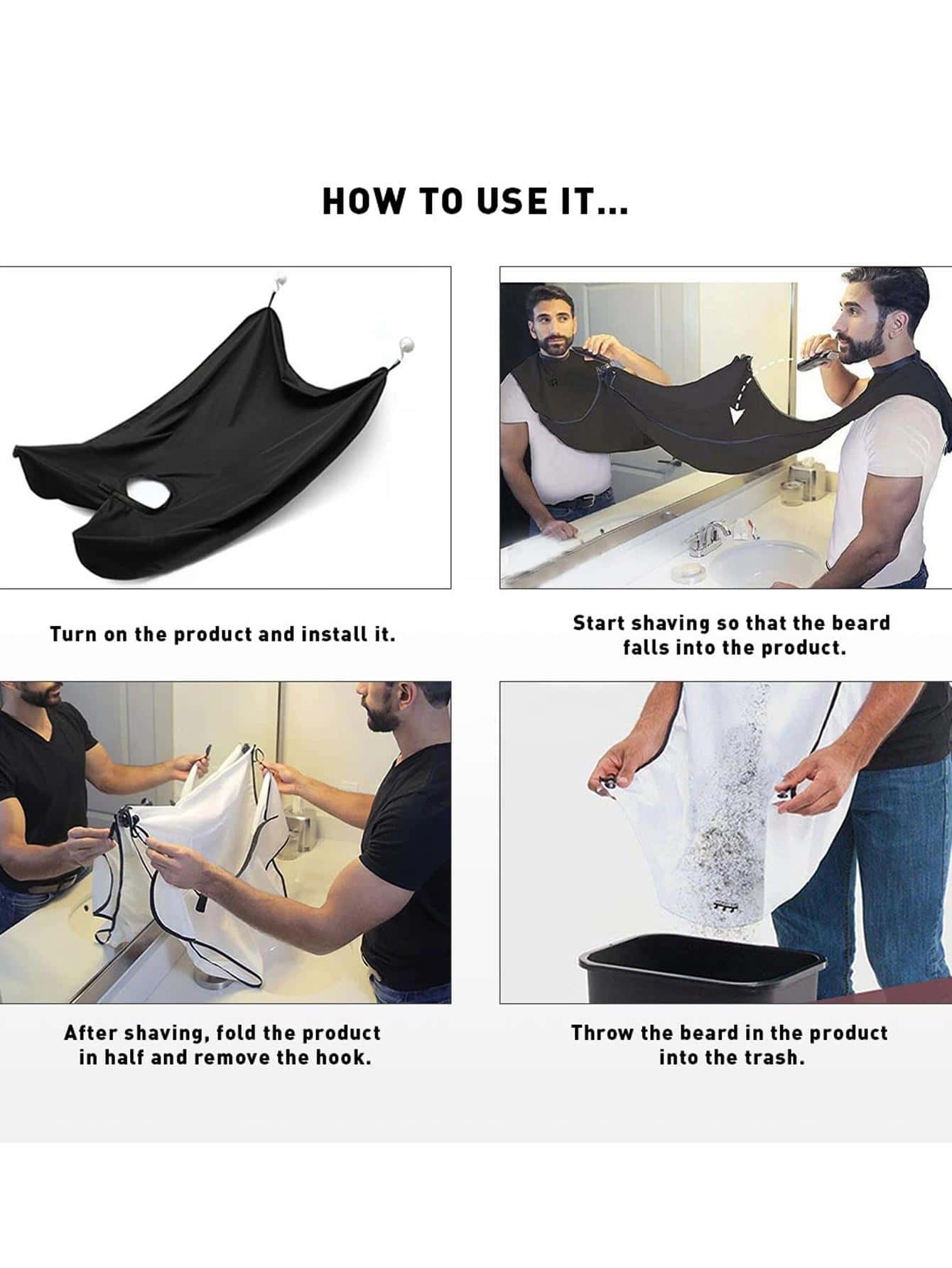 1pc Contrast Binding Beard Bib Apron, Daily Fabric Non-Stick Hair ...