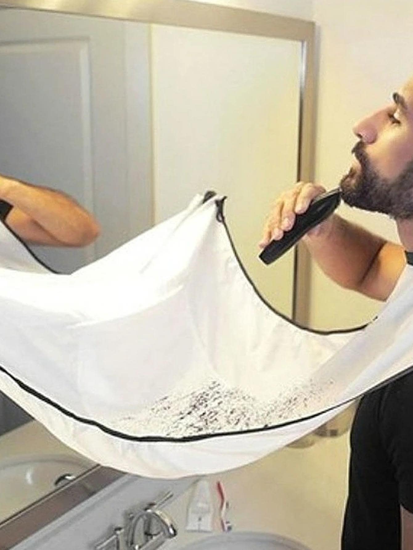 1pc Contrast Binding Beard Bib Apron, Daily Fabric Non-Stick Hair ...