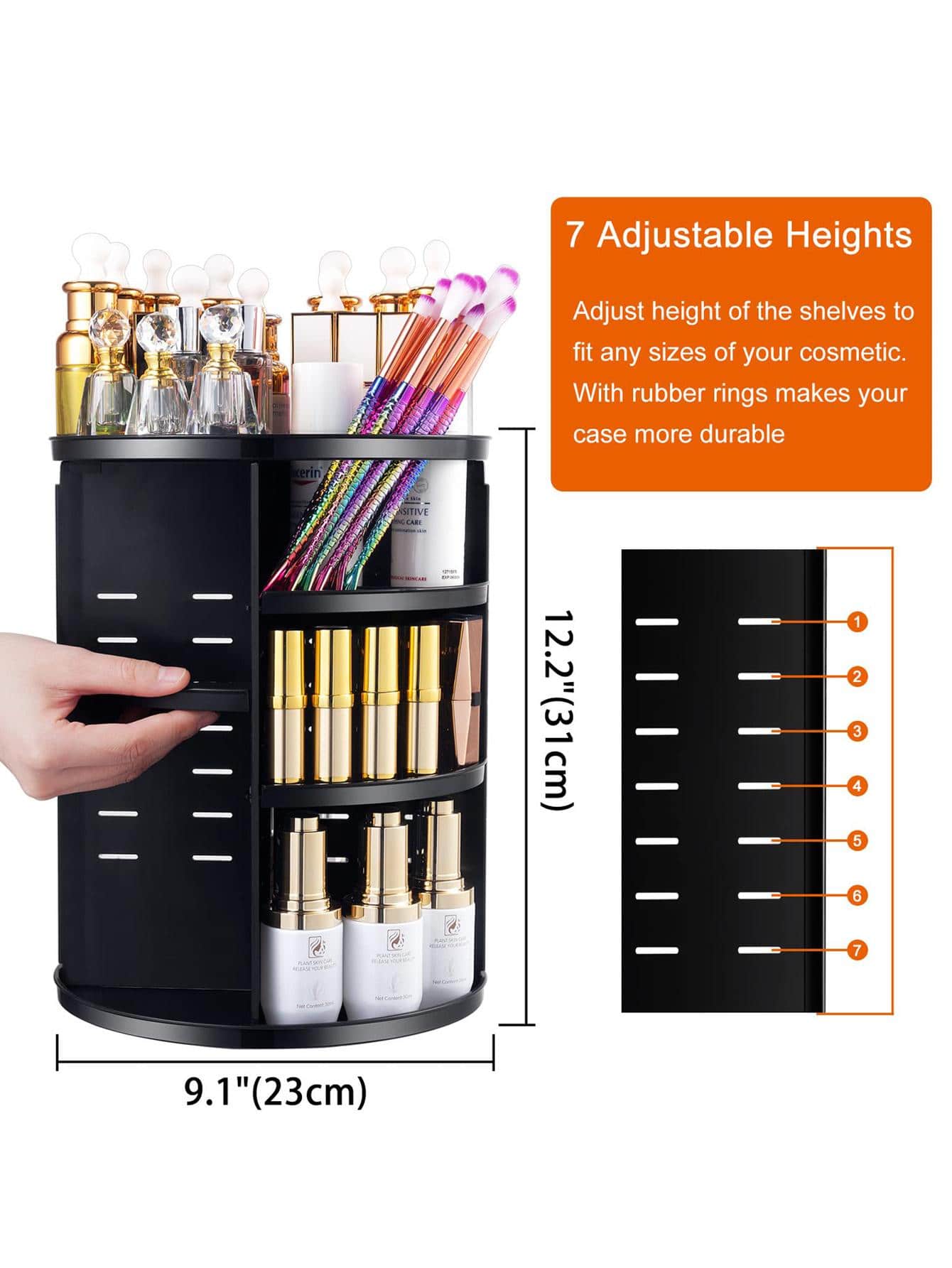 360 Rotating Makeup Organizer, DIY Adjustable Makeup Carousel Spinning ...
