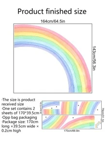 Rainbow Design Wall Sticker, Colorful Self Adhesive Wall Art Decal For ...