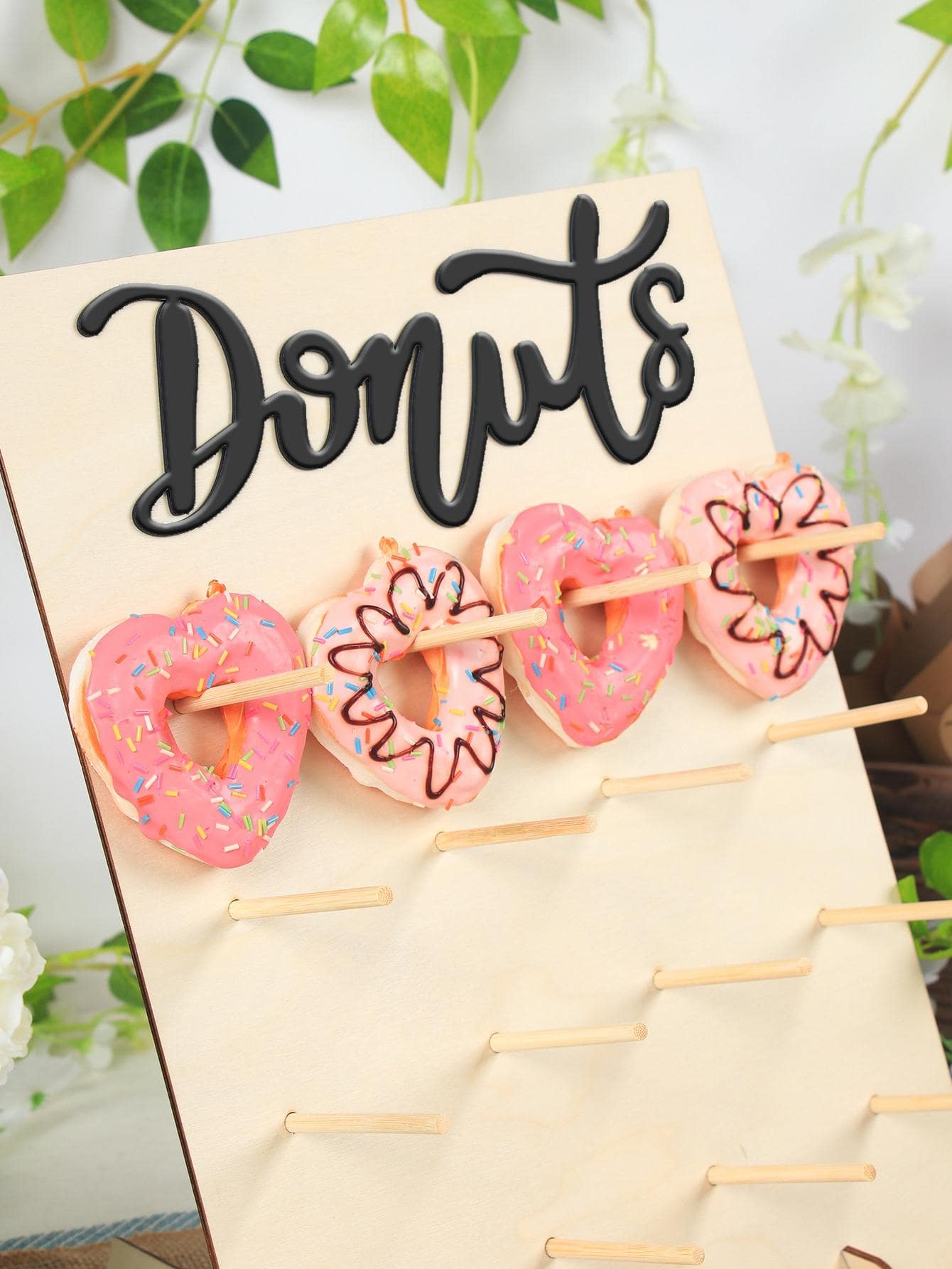 1set 16 Holes Donut Wooden Display Rack Household Donut Display Rack ...