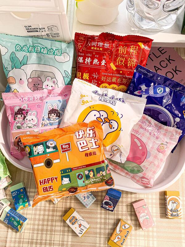 10pcs Cartoon Rabbit Pattern Eraser, Cute Portable Eraser For Student ...