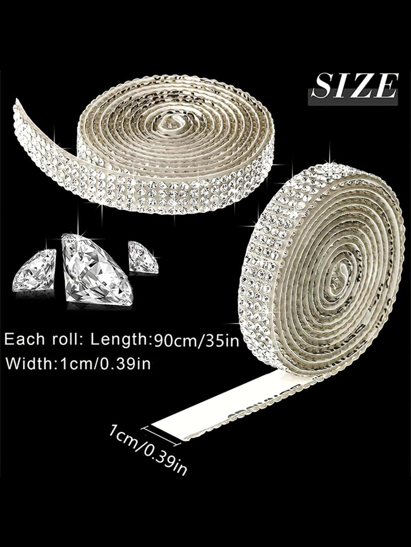 1pc Faux Crystal Decor White Glitter Streamer, Glass Self-adhesive ...
