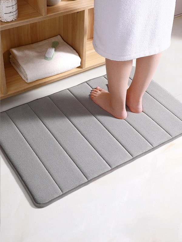 1pc Plain Bath Mat, Simple Polyester Bath Rug For Bathroom | SHEIN UK