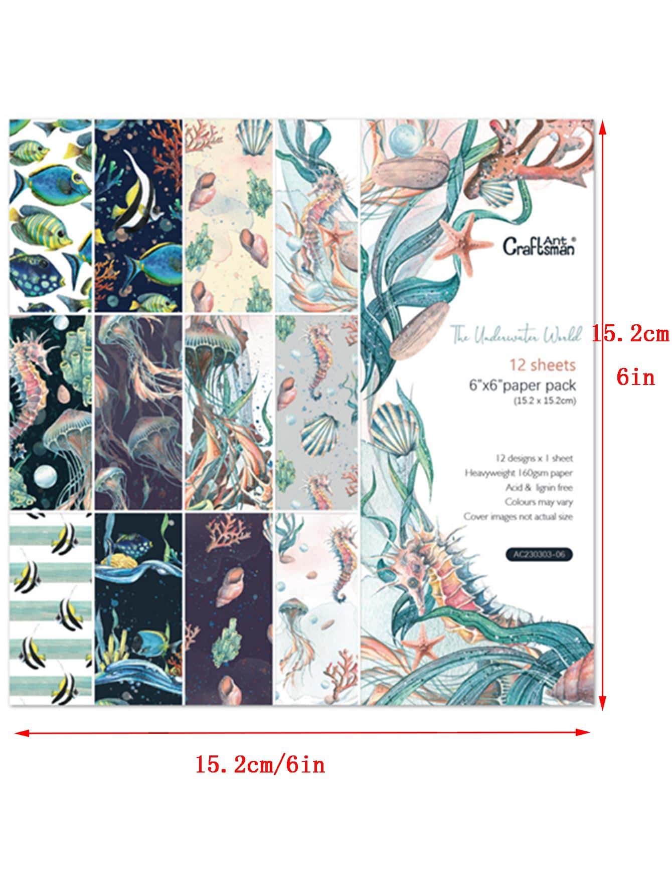 12pcs Marine Life Pattern Material Paper, Vintage Multi-purpose ...