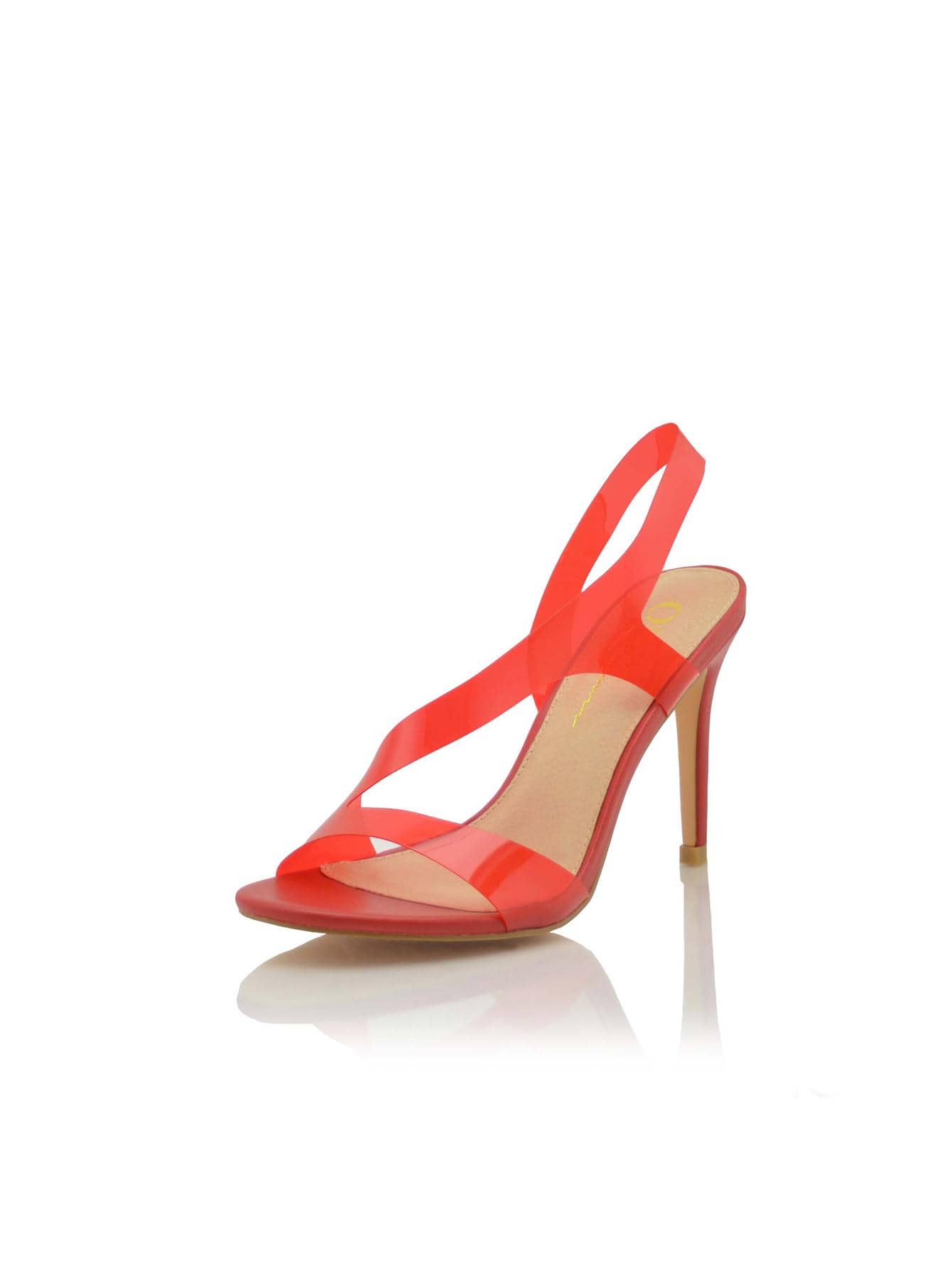 Funky Red Sandals For Women, Cut Out Design Stiletto Heeled Slingback ...