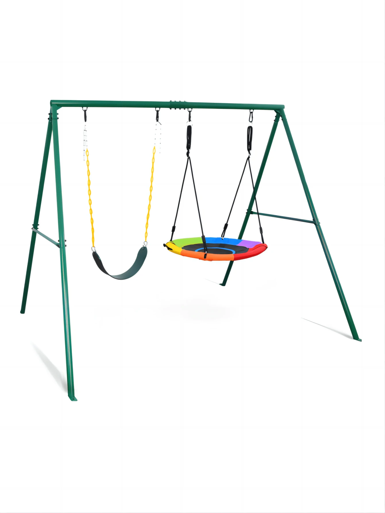 Trekassy 440lbs 2 Seat Swing Set For Backyard, 1 Saucer Swing And 1 ...
