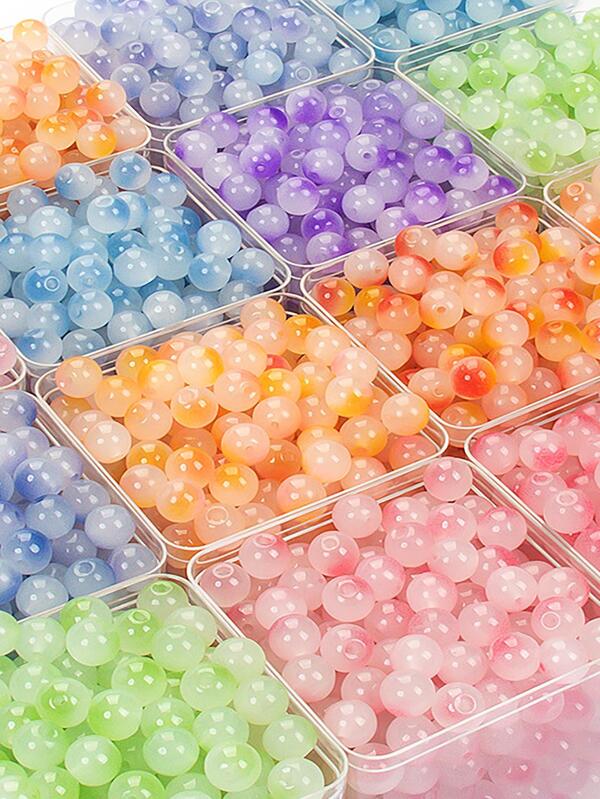 100pcs Colorful Glitter Jewelry Making Bead, Glass Creative Bead For ...