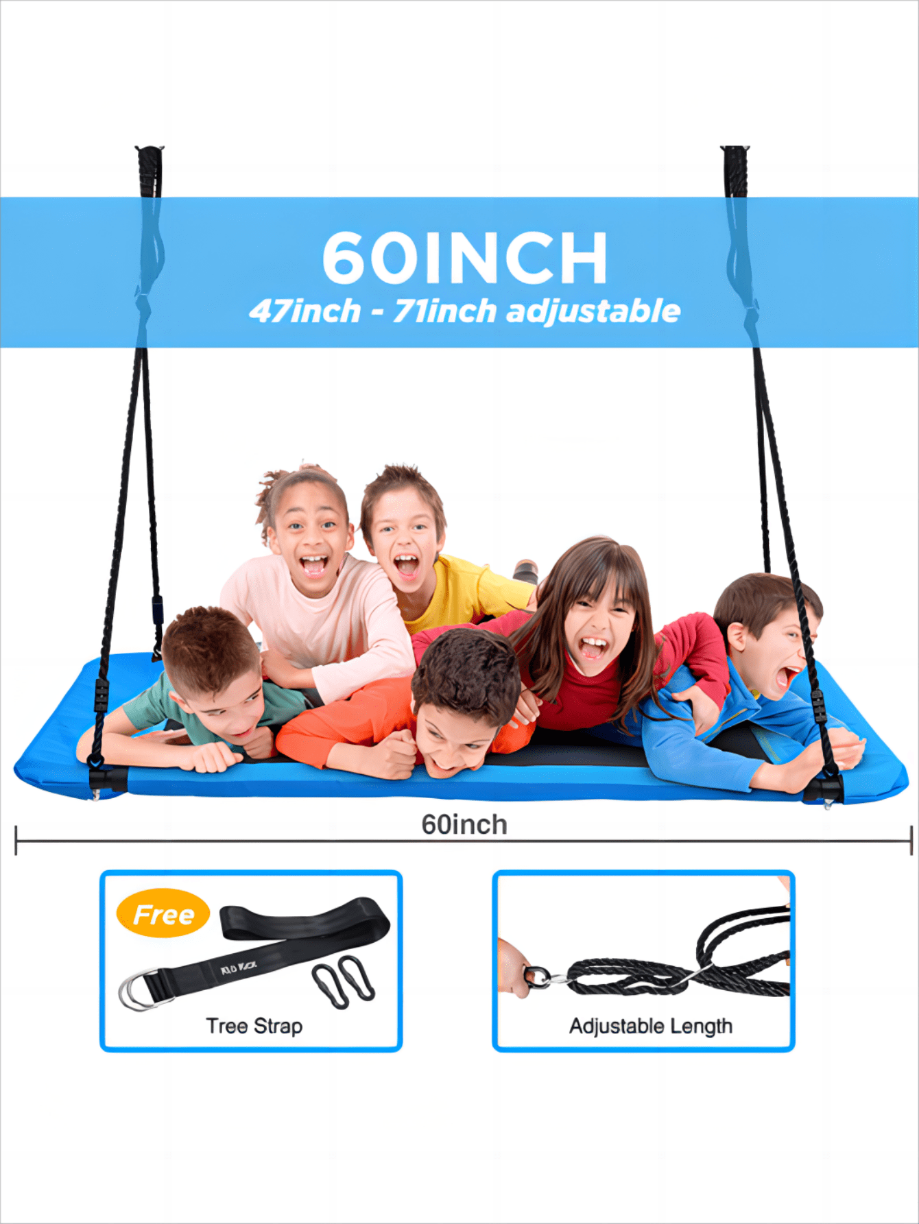 Trekassy 700lb Giant 60" Platform Tree Swing for Kids and Adults ...