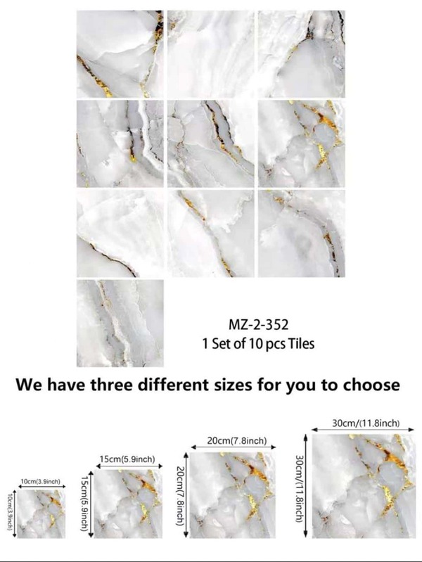 9pcs/set PVC Floor Sticker, Modern Marble Pattern Peel Stick Floor Tile ...