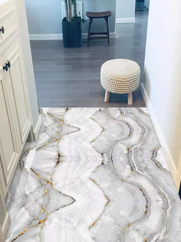 9pcs/set PVC Floor Sticker, Modern Marble Pattern Peel Stick Floor Tile ...