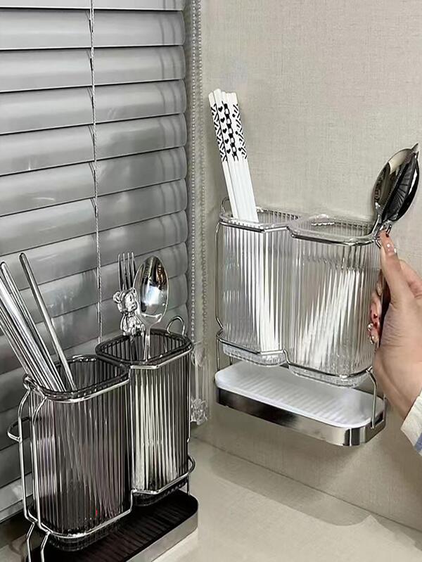 1pc Plastic Flatware Storage Rack, Modern Transparent Utensil Holder ...