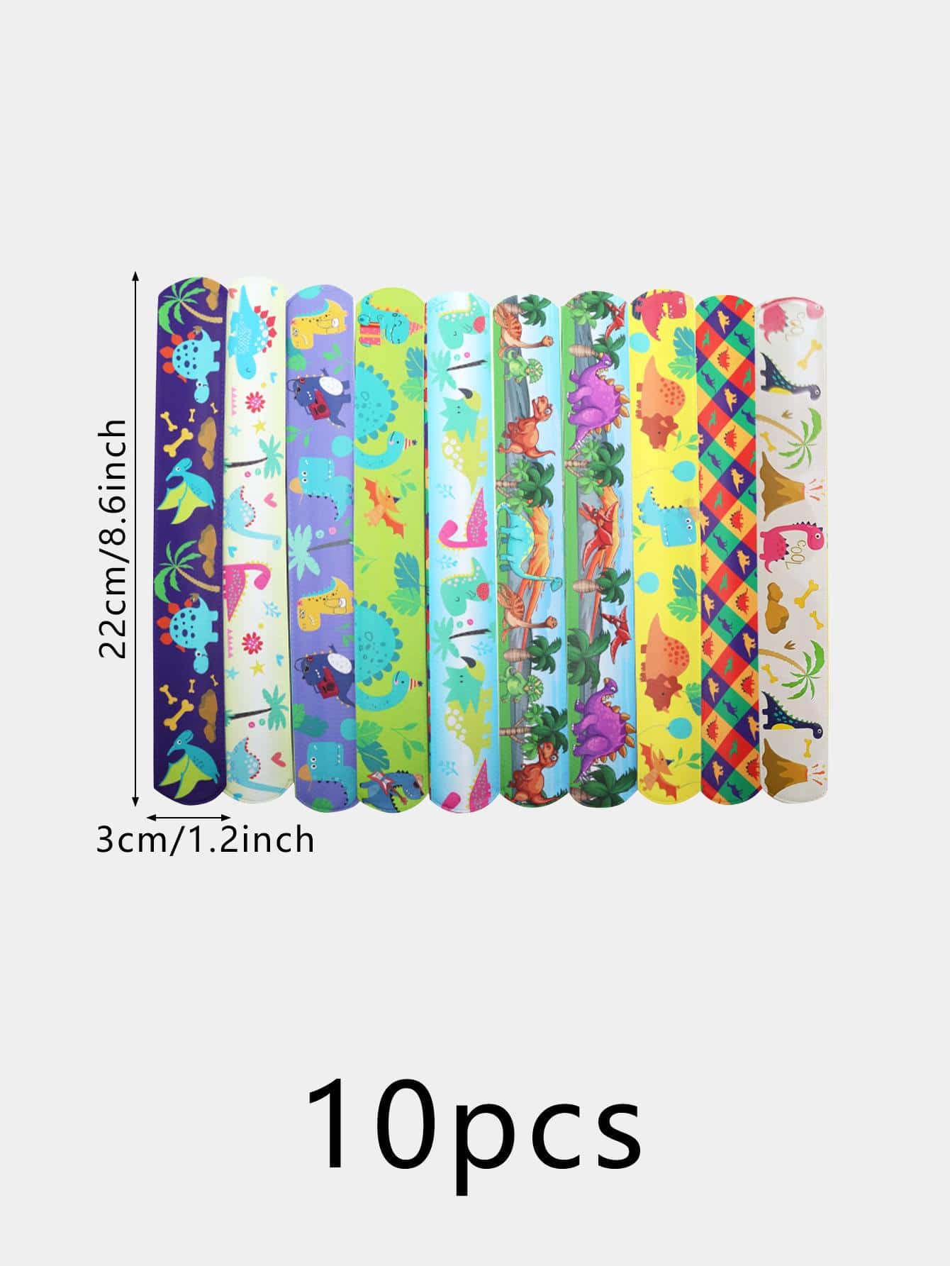 10pcs/set Plastic Party Slap Wristband, Cartoon Cute Dinosaur Pattern ...
