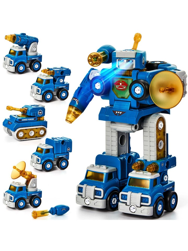 Toys For 5 Year Old Boys 5 In 1 STEM Toys Take Apart Trucks Transform To Robot Toys For Age 5 7 6 8 Building Toys For Kids Ages 4 8 5 Year Old