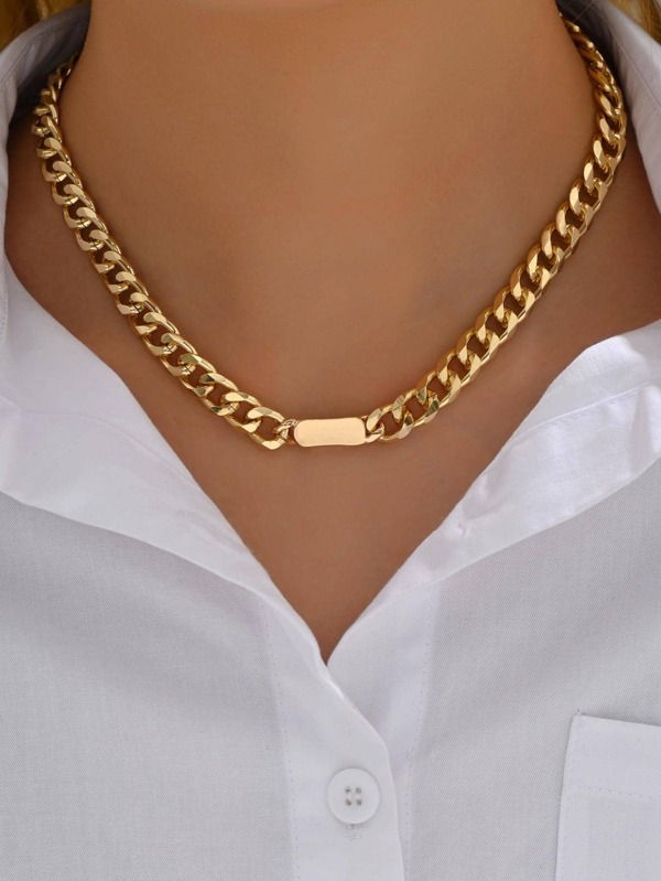1pc Gold Color Hip-hop Necklace Personalized Versatile Minimalist Chain ...