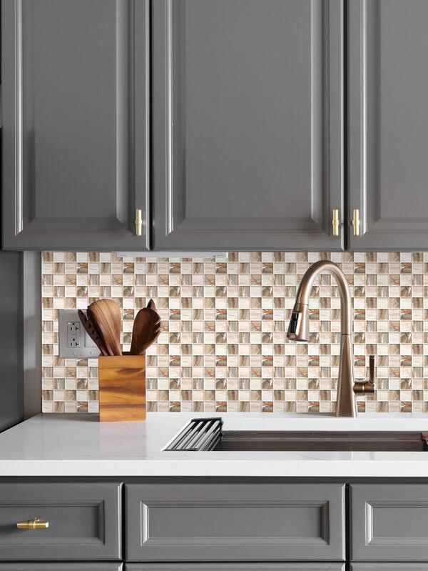 10pcs/set PVC Wall Paper, Modern Mosaic Pattern Wall Tile Sticker For ...