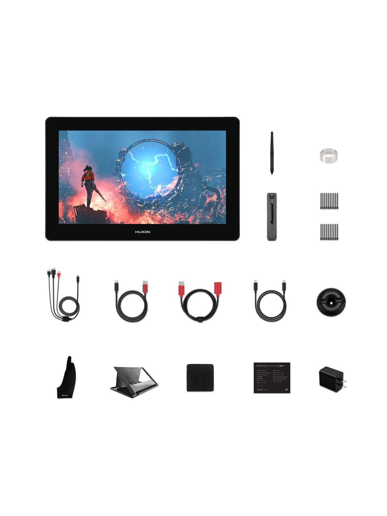 Kamvas Pro 16(4K) UHD Drawing Tablet Tilt Battery-Free Pen Stand 15.6 ...