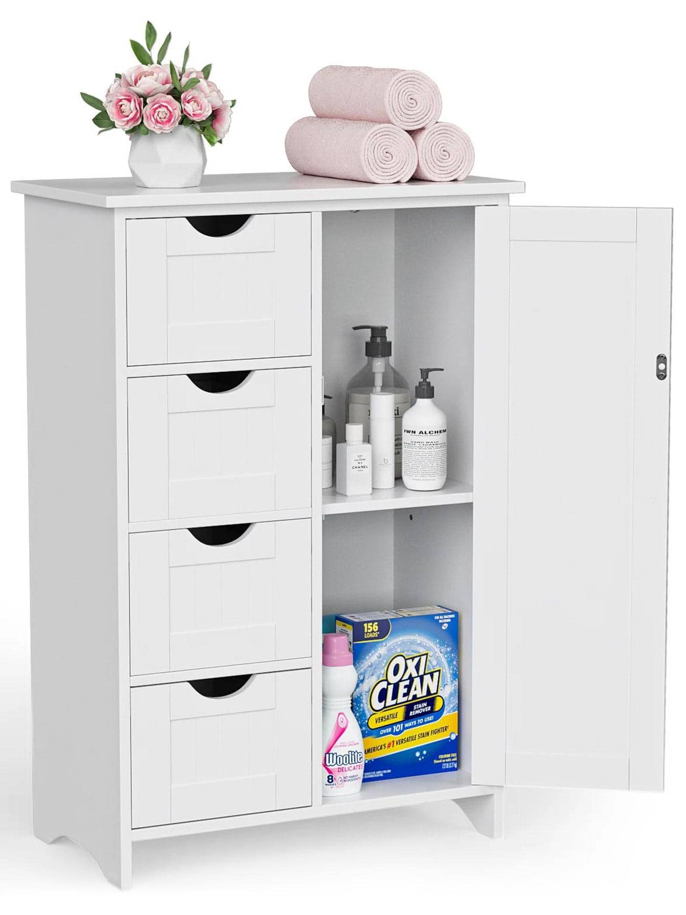 Furmax 1pc MDF Waterproof Free-Standing Cabinet With 4 Hollow Handle ...