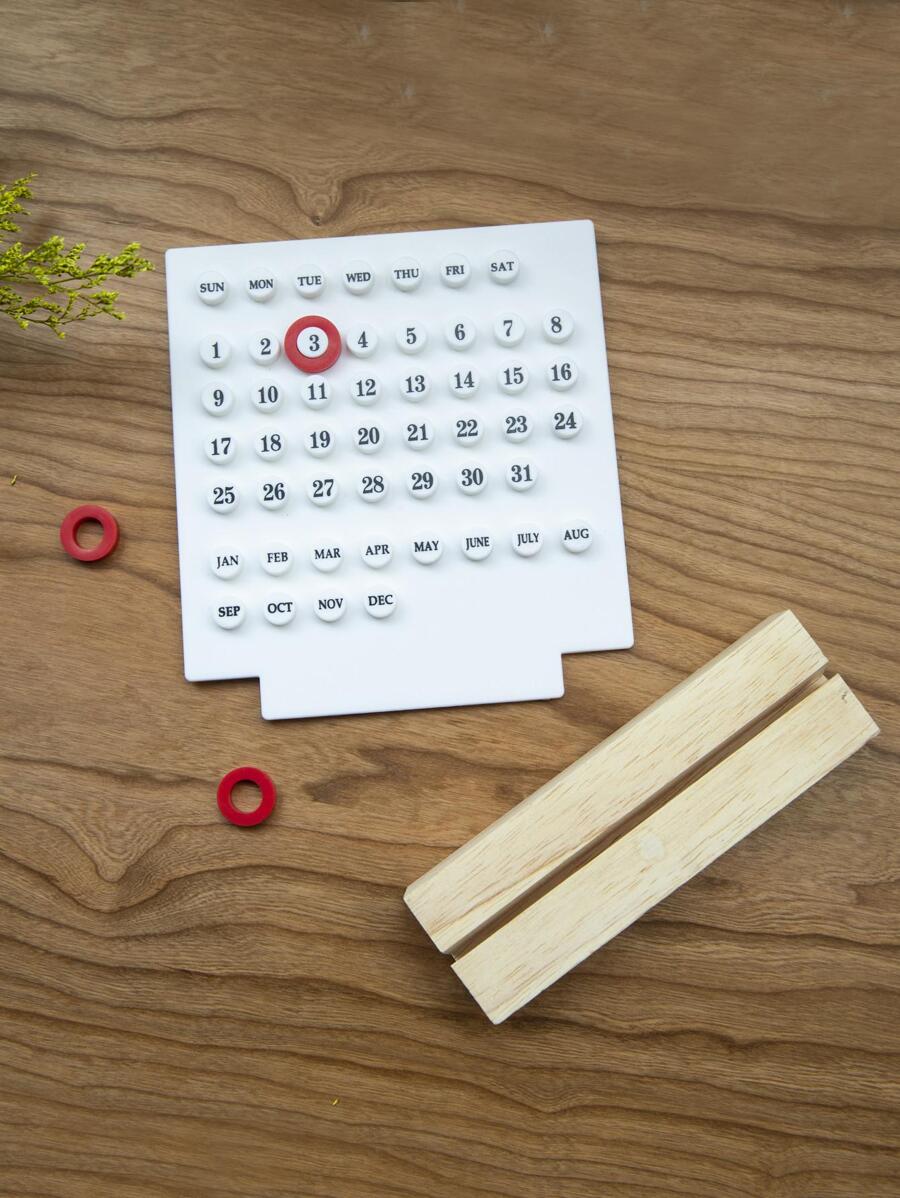 1pc Wooden Base Design Removable Calendar, Modern Wood DIY Calendar For ...